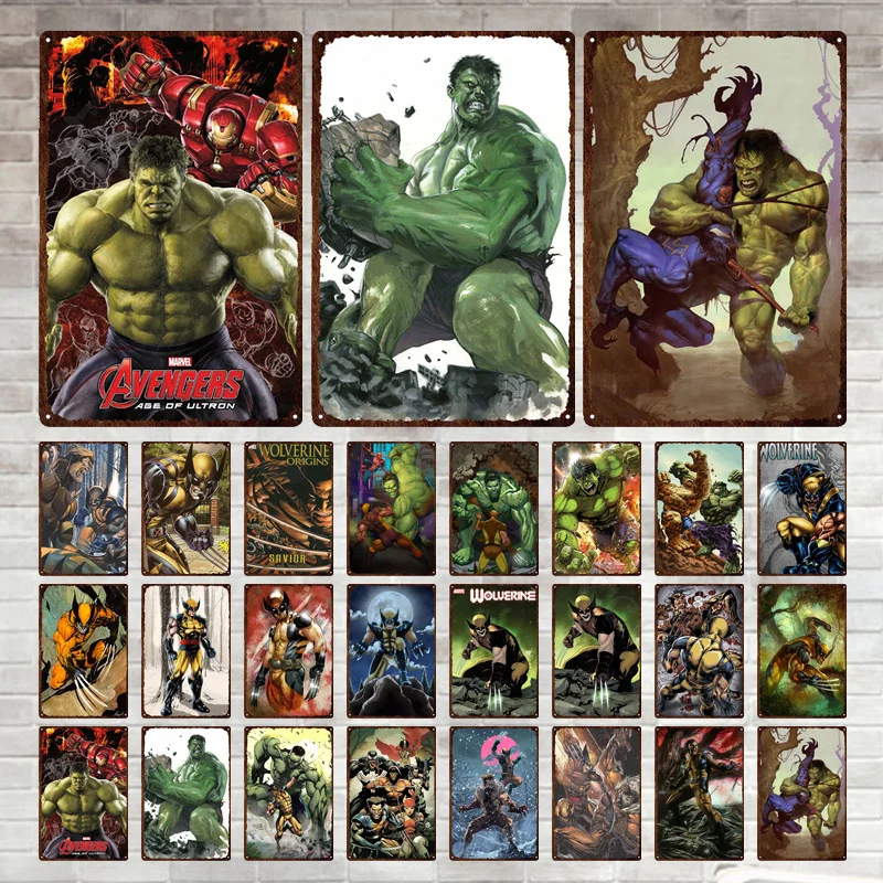 Marvel-Avengers-Character-Hulk-Wolverine-Metal-Tin-Sign-Poster-Vintage ...