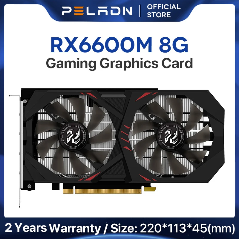 Peladn 2ヒートパイプRX6600M 8ギガバイトのグラフィックカードgpu GDDR6 rx 6600メートル8グラムビデオカードサポートデスクトップcpu RX6600 m