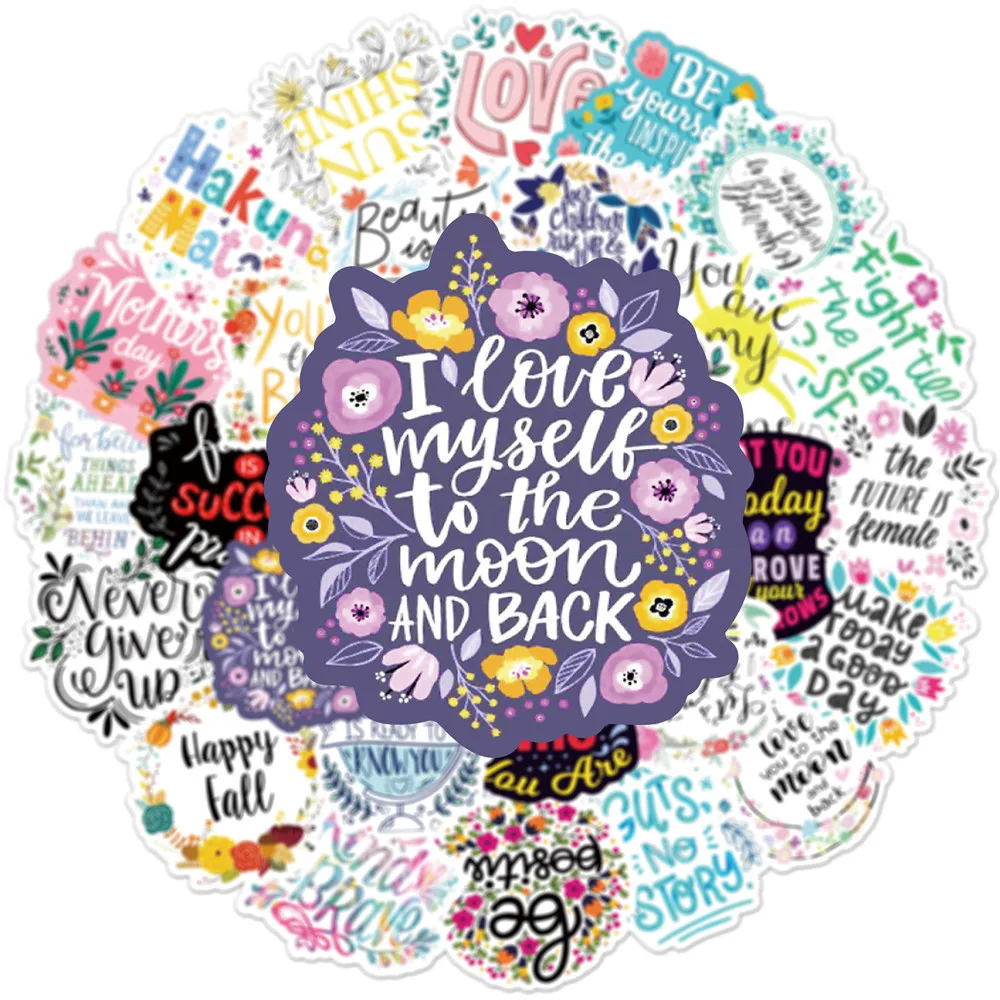 50Pcs Motivational Phrases Sticker Inspirational Life Quotes Stickers ...