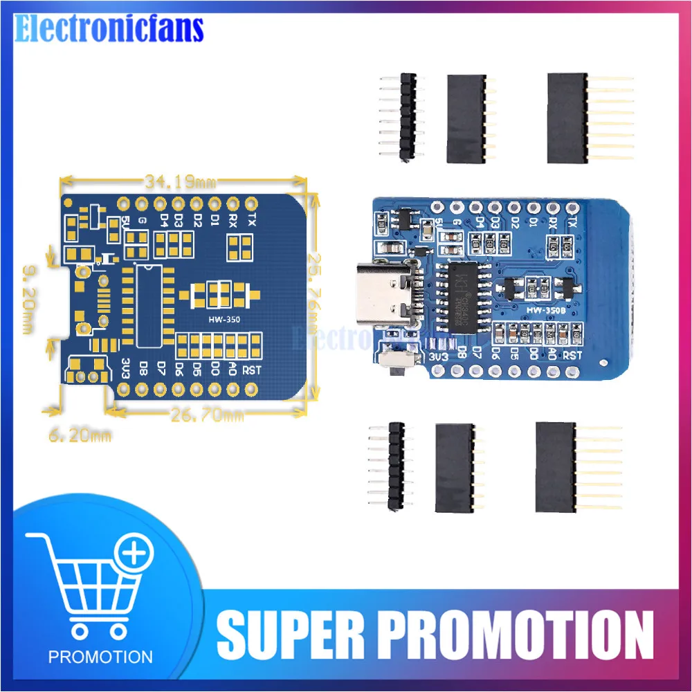 Wemos D1 Esp8266 Esp 12f Ch340g Nodemcu Lua V2 Type C Arduino Esp 8266ex Wifi 1118
