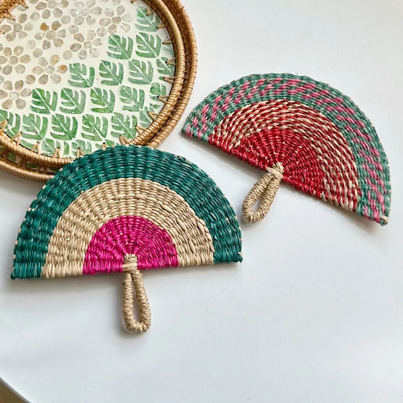 Large Summer Handheld Fan Seagrass Handmade Woven Fan Natural INS Style ...