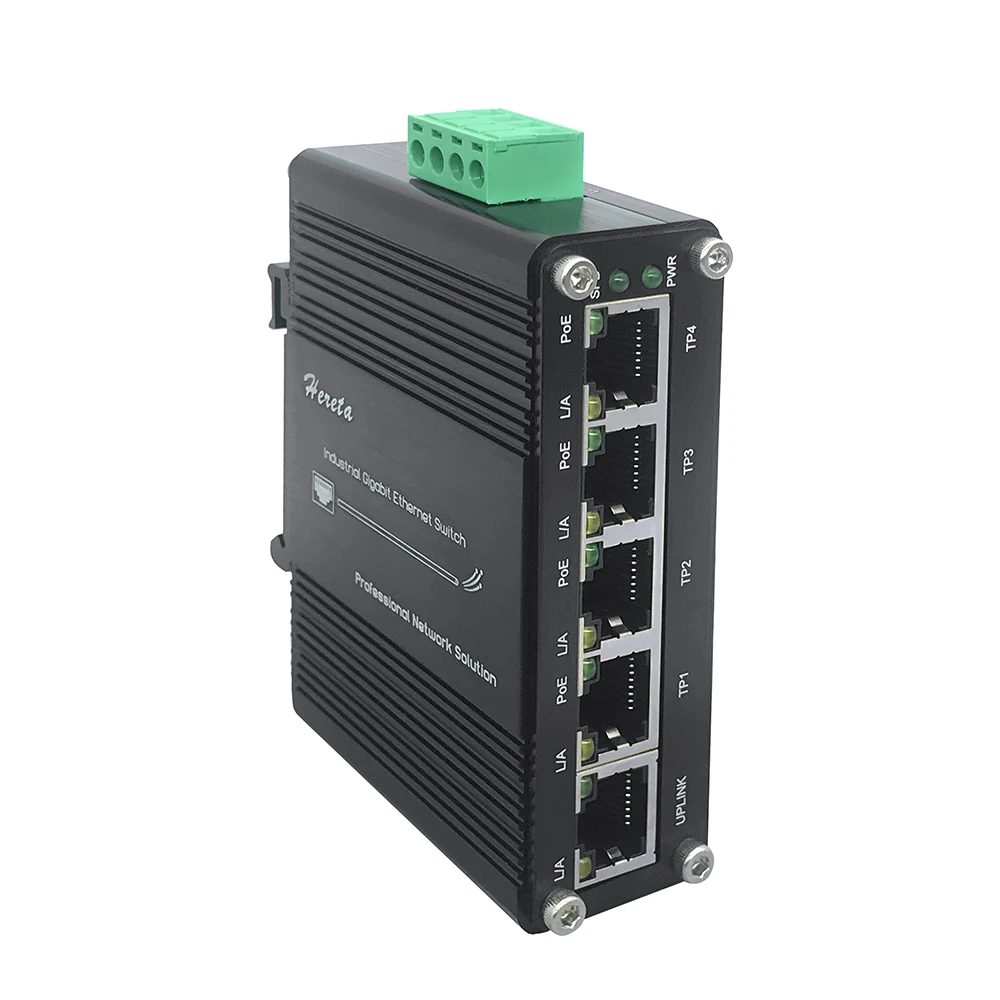 Industrial Gigabit Ethernet 5 Port (poe) Switch Mini Din-rail 10/100 ...