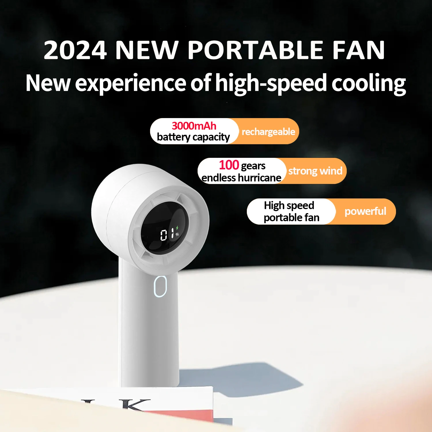 New-3000mAh-100-Gears-High-Speed-Hand-Held-Fan-Cooler-Portable-Air ...