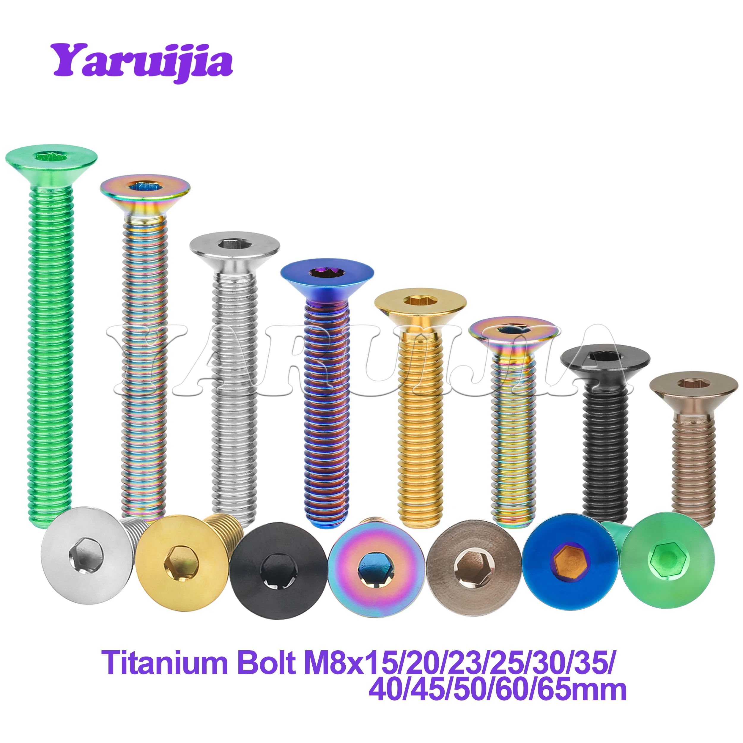 Yaruijia Titanium Bolt M8x15/20/25/30/35/40/45/50/60/65mm Allen Key ...