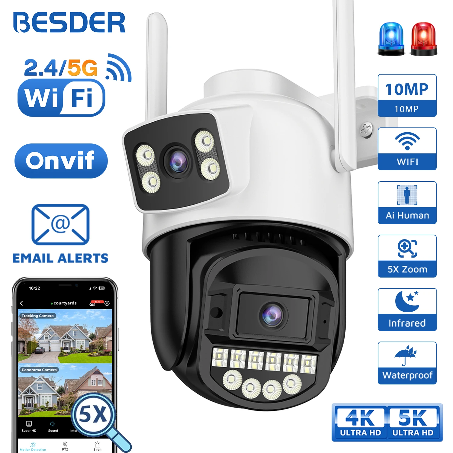 BESDER-8MP-PTZ-5G-HZ-Wifi-Camera-Outdoor-Auto-Tracking-Dual-Screen-5K ...