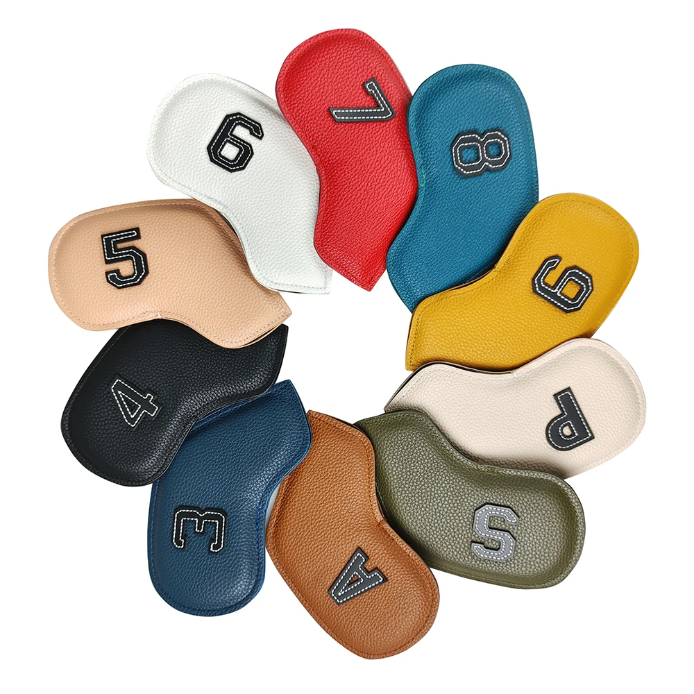 10Pcs-Set-PU-Leather-Golf-Iron-Headcovers-Thick-Synthetic-Watertight ...