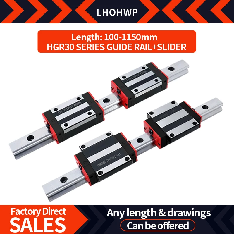 1/2pcs HGR30 Square Linear Guide Rail +2/4pc Slide Block Carriages ...