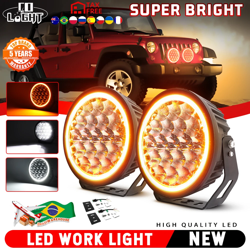 CO-LIGHT-2PC-9-Spot-Flood-LED-Work-Light-Off-Road-90000LM-DRL-Bumper ...