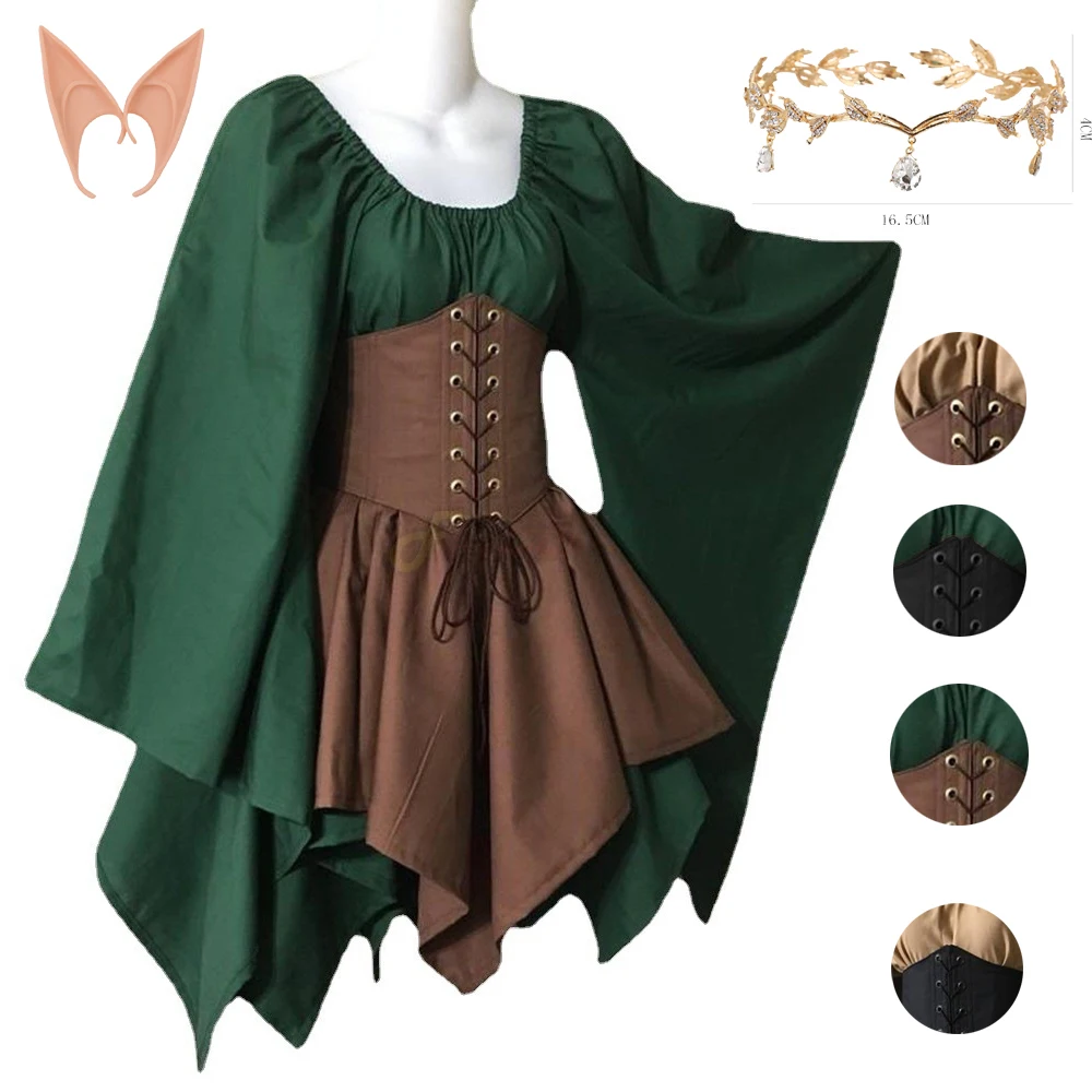 Disfraz-de-elfo-de-hada-Medieval-para-mujer-traje-de-princesa-vestido ...
