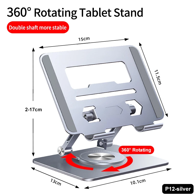 Desk-Tablet-Stand-Aluminum-360-Rotation-Multi-Angle-Height-Adjustable ...
