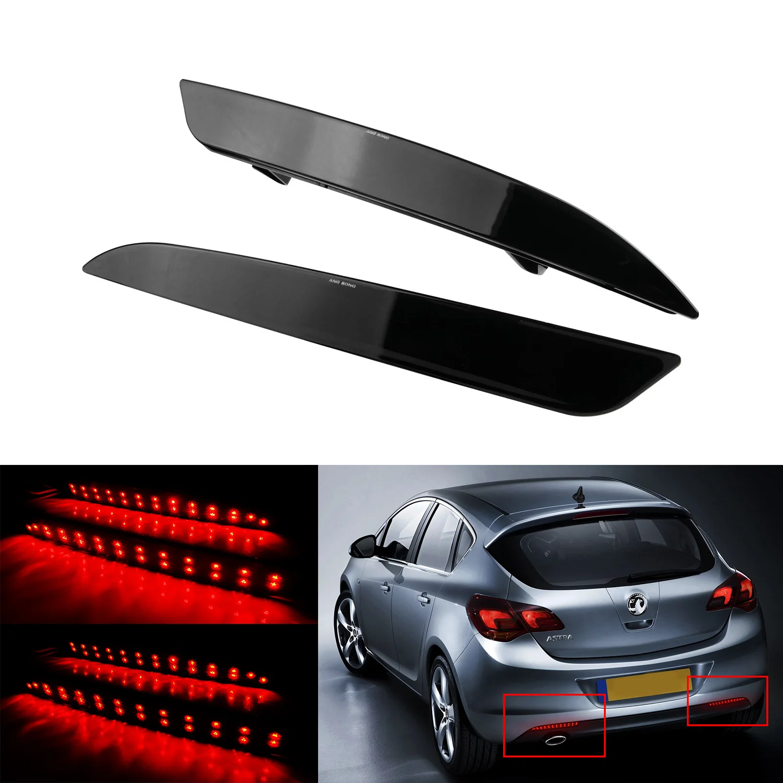 Black-Lens-Red-LED-Rear-Bumper-Reflector-Tail-Light-For-Opel-Vauxhall ...