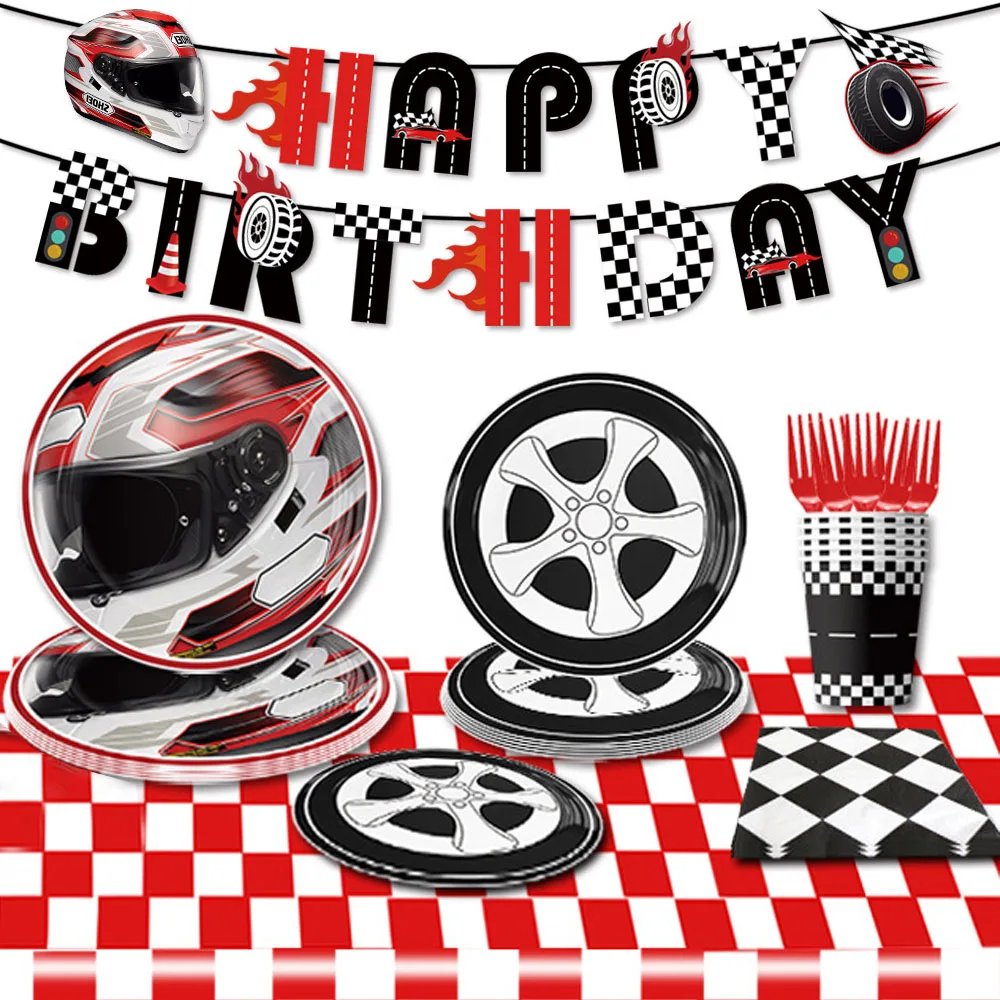 Racing-Car-Party-Supplies-Race-Car-Wheel-Theme-Party-Plate-Cups-Napkins-Boy-Motorcycle-Birthday ...