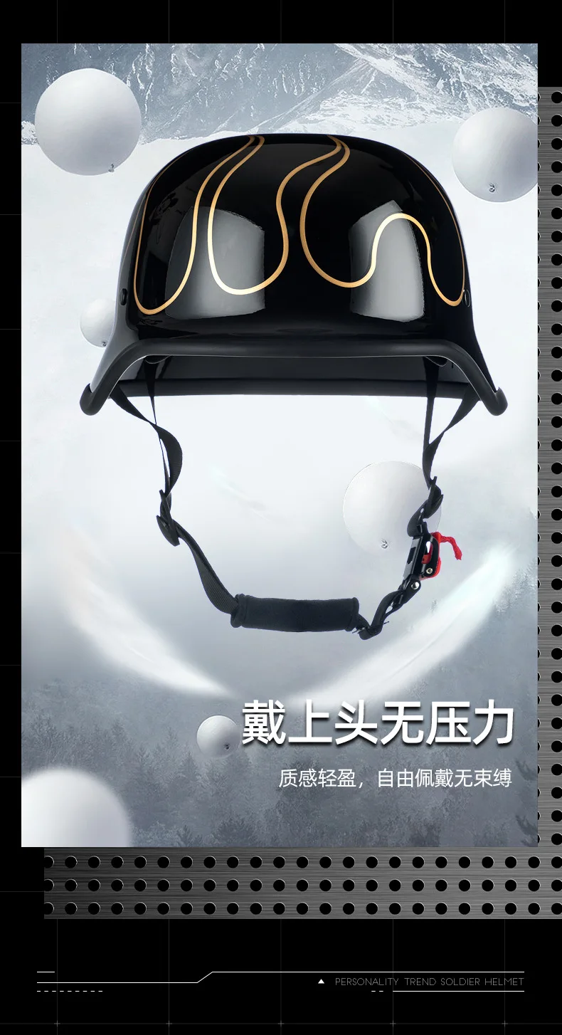 Casque de Soldat Allemand pour Moto,Demi-casque Rétro Harley,Été ...