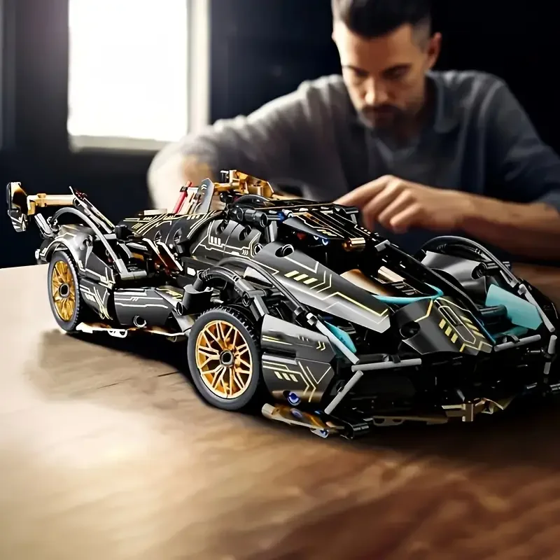 1690 Super Building Block Racing Car, V12 Building Block Car, Black and ...