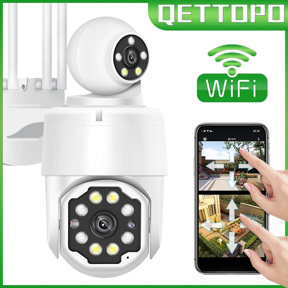 Qettopo 4K 8MP WIFI Dual Lens Dual Screen Outdoor Camera 50X Zoom IP ...