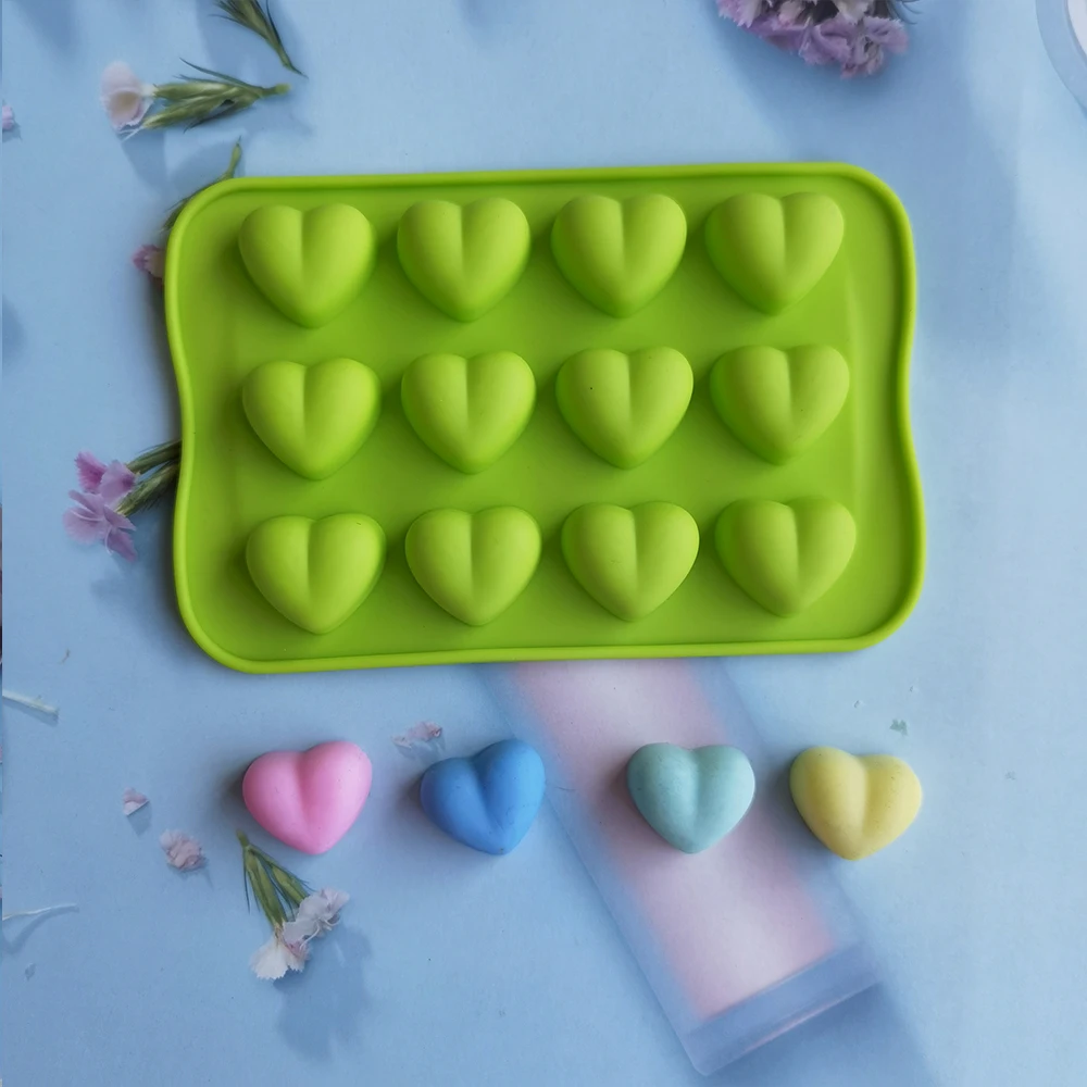 12 Grid Heart-Shaped Silicone Ice Cube Mold DIY Ice Tray Mold Reusable ...