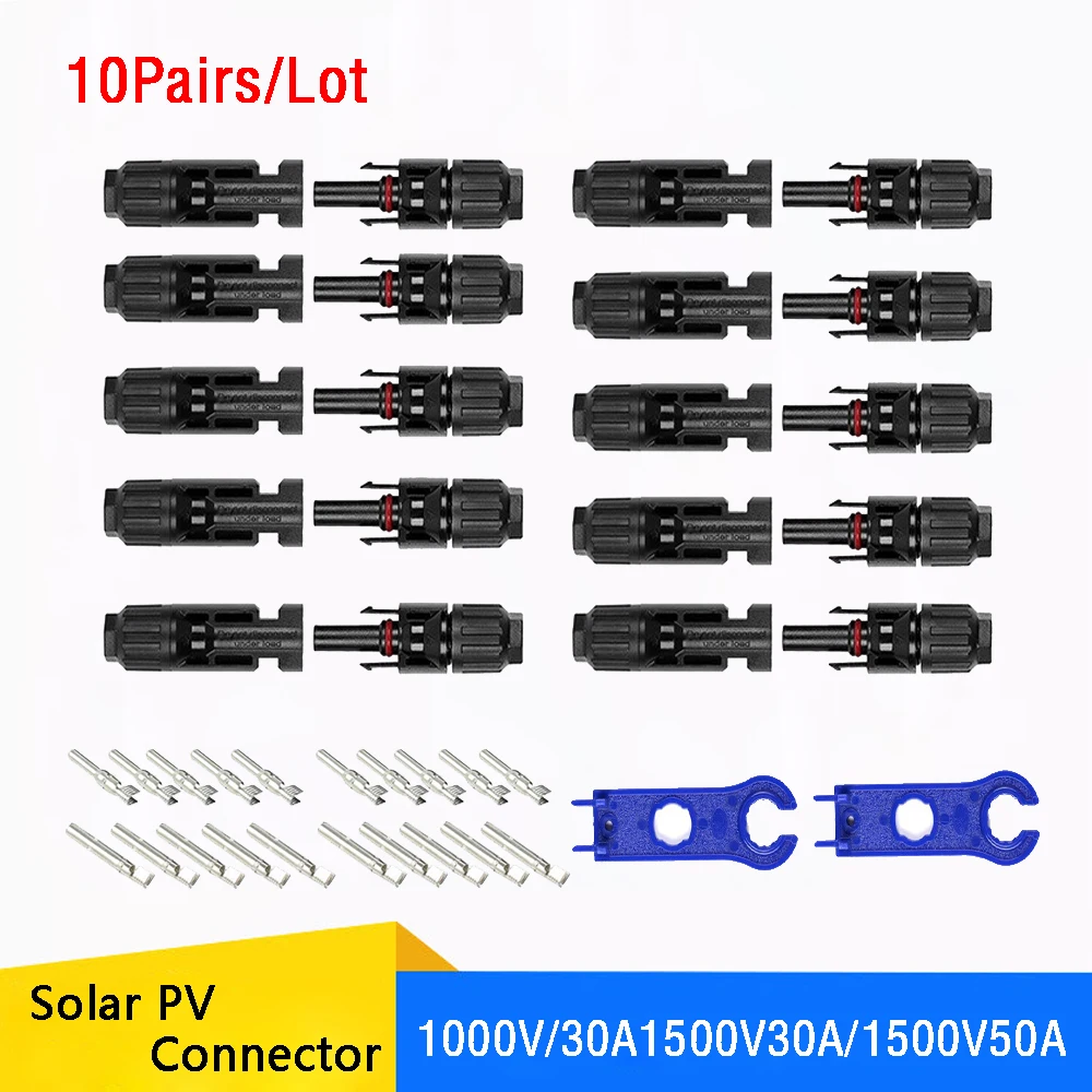 10Pairs-Male-and-Female-PV-Connectors-Solar-DC-Connector-30A-50A-1000V ...