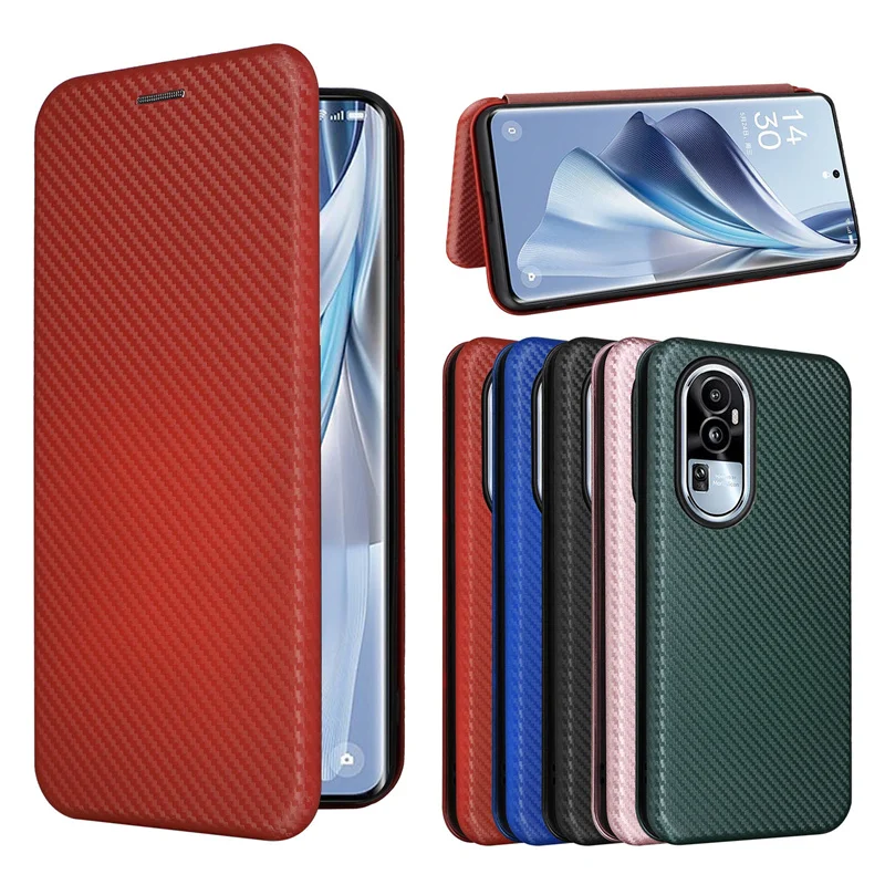 For-OPPO-Reno10-5G-Cover-Luxury-Flip-Ultra-Thin-Skin-Carbon-Fiber ...