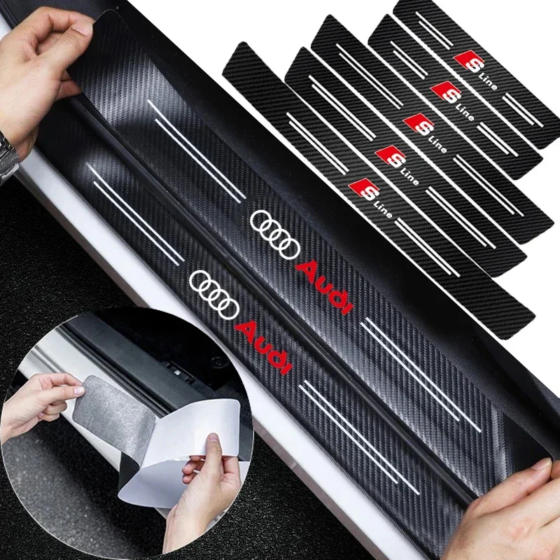 Car Door Carbon Fiber Sill Protector Stickers Trunk threshold Anti ...