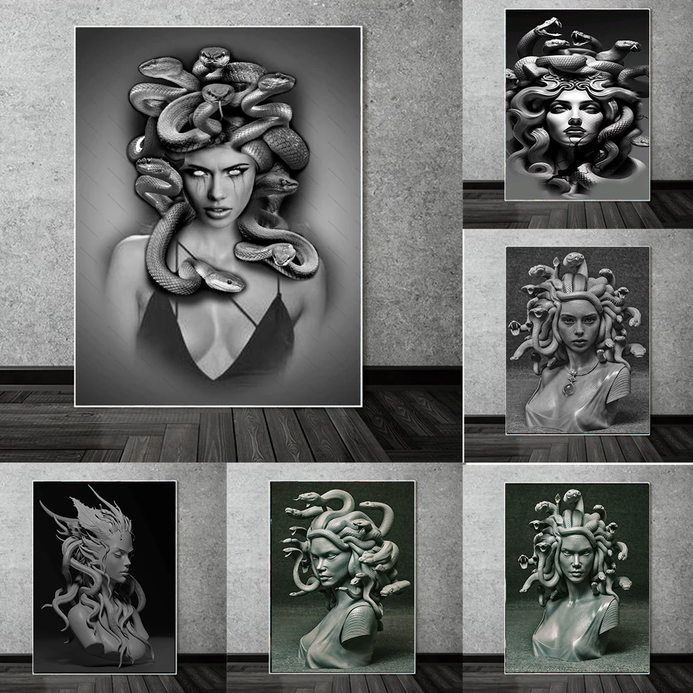 Greek-Mythology-Medusa-Poster-Prints-For-Living-Room-Home-Decor-Snake ...
