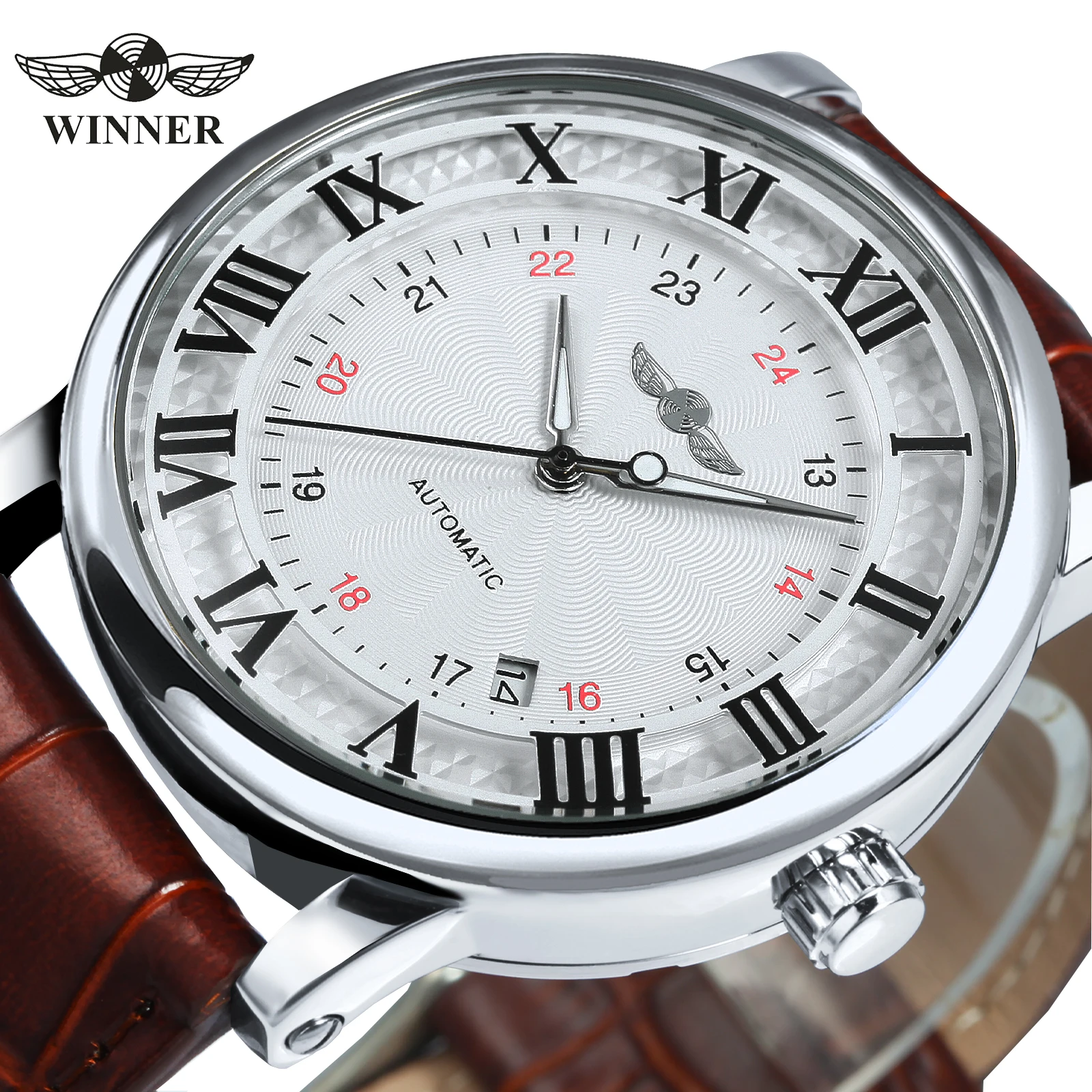 WINNER-Automatic-Watches-Men-Brand-Luxury-Simple-Mechanical-White-Dial ...