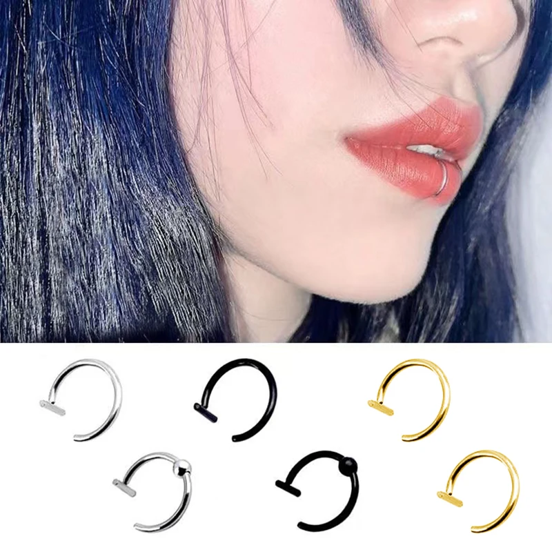 Boho-Mouth-Lip-Rings-Cheaters-Piercing-Titanium-Steel-Fake-Septum-C ...