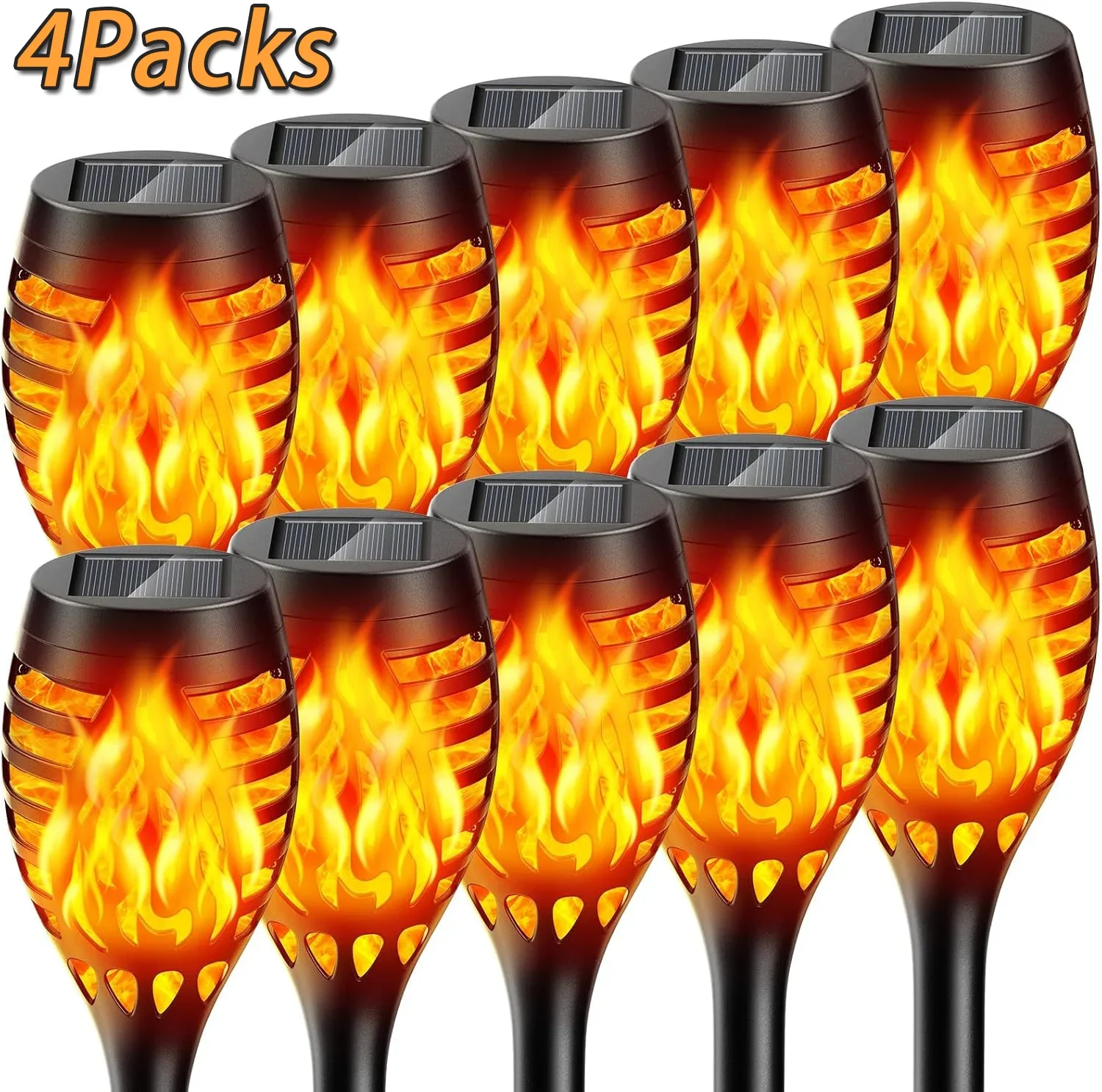 4-2-1Pcs-Solar-Flame-Lights-Torch-Flickering-Light-Waterproof-Garden ...