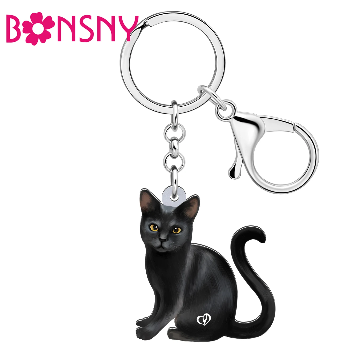 Bonsny-Acrylic-Cute-Black-Cat-Key-Rings-Pet-Animals-Key-Chains ...