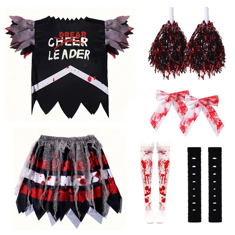 Kids Halloween Horror Costumes Zombie Cheerleading Outfits Halloween ...