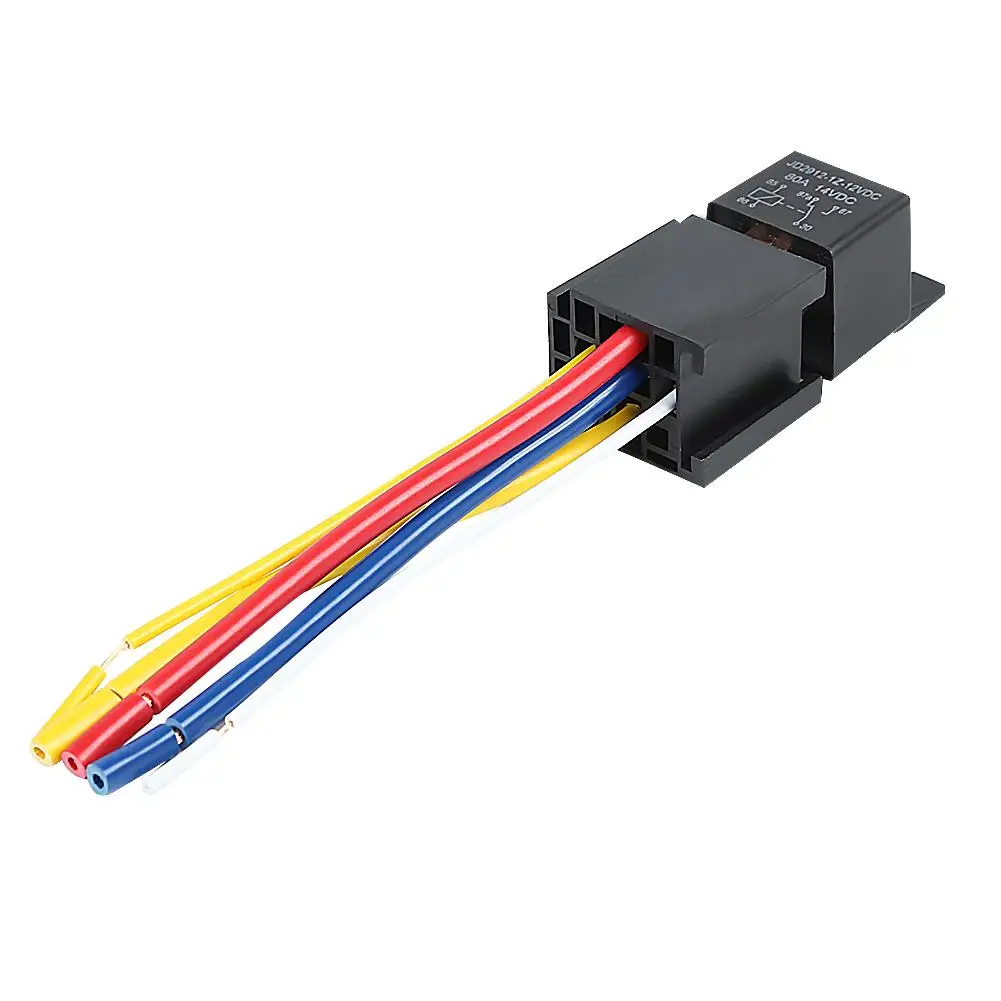 Jd2912 Car Relay 12v Dc 80a 5 Pin Auto Relay With 5-wire Socket ...