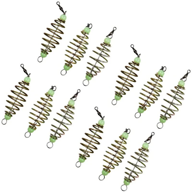 12Pcs Luminous Carp Fishing Feeder Coil Inline Method Fishing Tackle ...