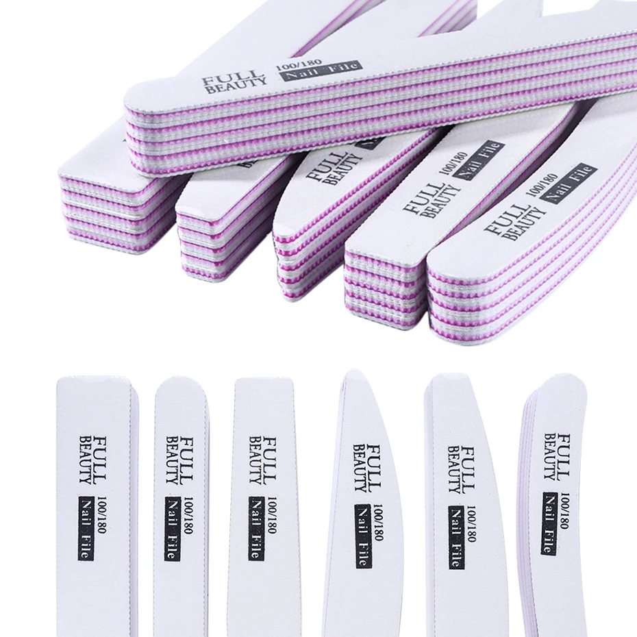 5pcs Professional Nail File 100/180 Polishing Buffer Blocks Nail Art ...