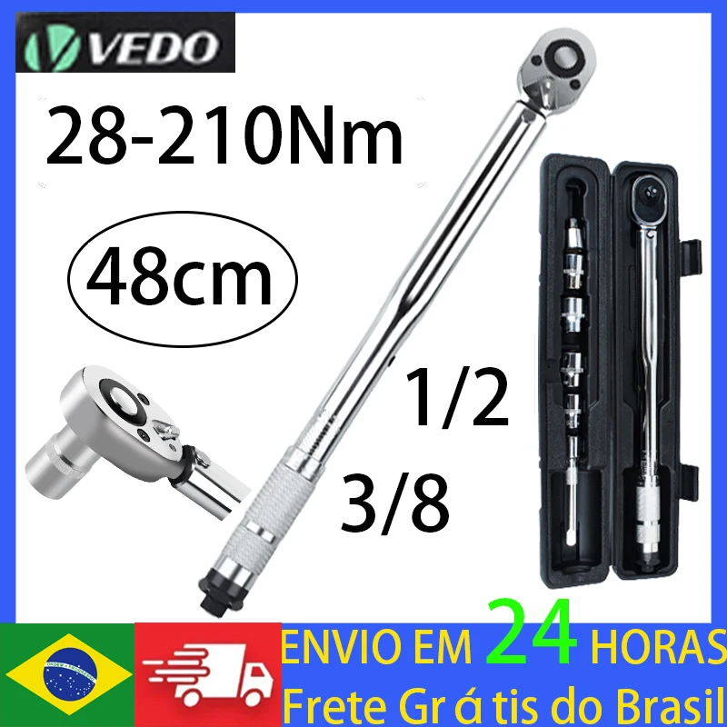 Vedo 3/8 1/2 unidade quadrada chave de torque 28 210n. m two way chave chave de catraca para ...