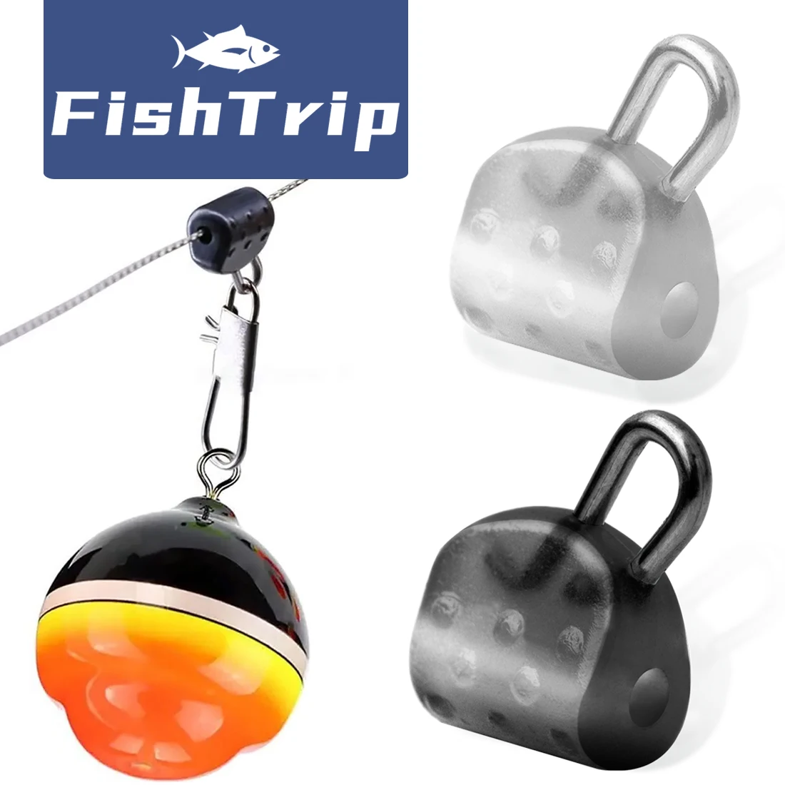 FishTrip 15Pcs Float Rest Fishing Sinker Slip Clip Hook Clear Snap ...