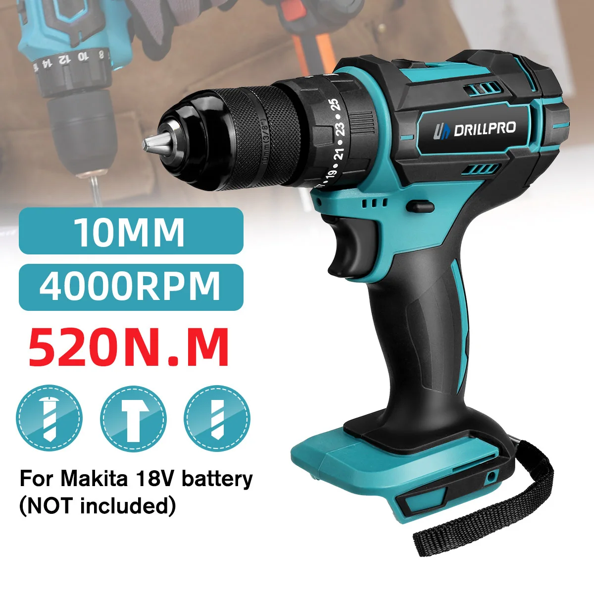 3-IN-1-4000rpm-520N-M-Torque-Electric-Impact-Drill-13mm-10mm-Chuck-Flat ...