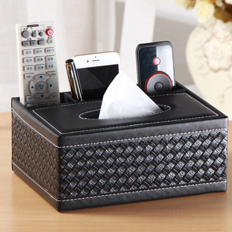 PU-Leather-Tissue-Box-Cover-Desk-Makeup-Cosmetic-Organizer-Remote ...
