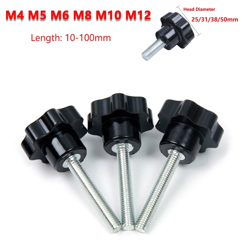 1pc-M4-M5-M6-M8-M10-M12-Thread-Clamping-Handle-Bolt-Star-Shape-Bakelite ...