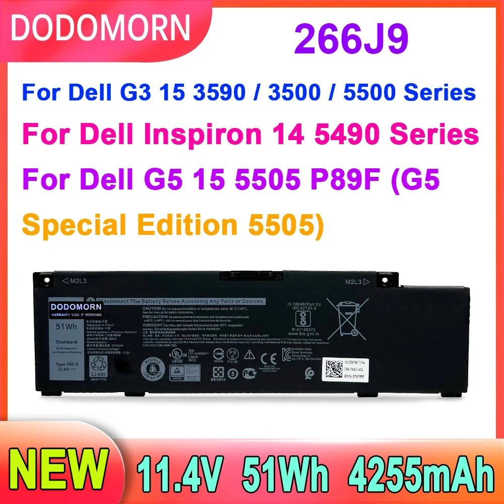 New-Laptop-Battery-266J9-For-Dell-G3-15-3590-3500-G5-15-5500-5505 ...
