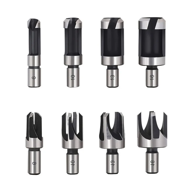 4/8 Pcs Carbon Steel Wood Plug Cutter Wood Plug Drill Woodworking Drill ...