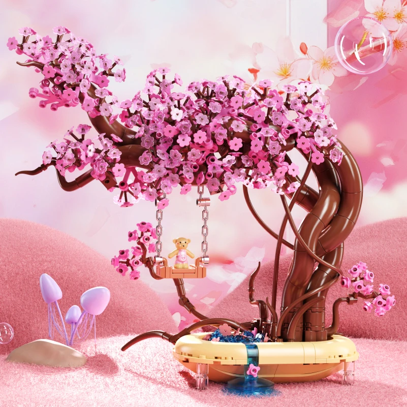 Romantic-Sakura-Bear-Swing-Building-Blocks-Creative-Luminous-Bricks ...