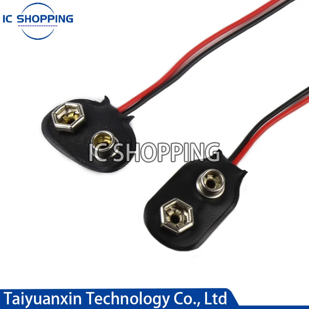 50PCS-9V-Clip-on-Battery-Connector-with-Leather-Shell-for-Arduino-Black ...