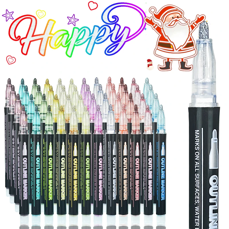 Dropshipping Copilot - 8/12/24 Colors Double Line Outline Pens, Self ...
