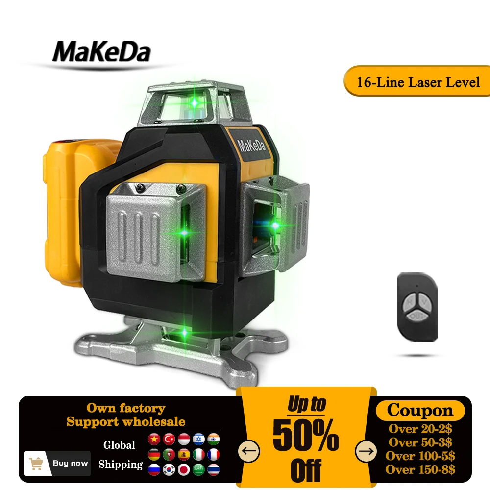 MaKeDa-16-Line-Laser-Level-4D-Self-Leveling-360-Horizontal-Vertical ...