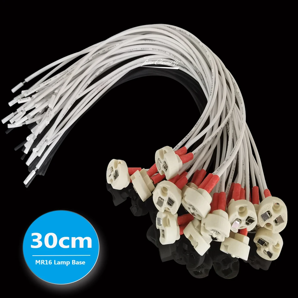 MR16 Lamp Base Ceramic Socket Base with 18AWG 30cm Silicone Cable wire ...