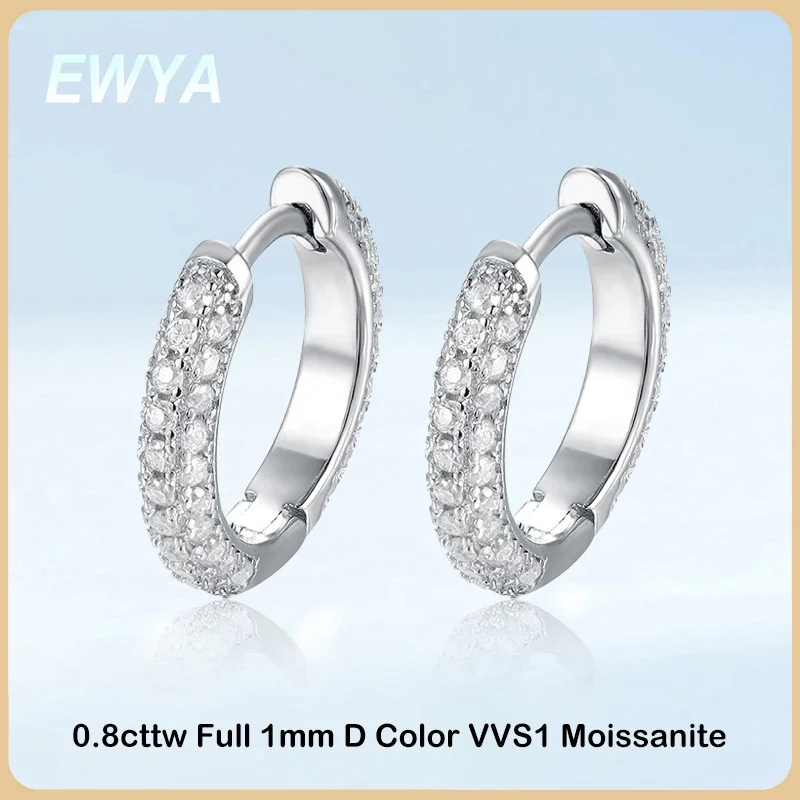 EWYA-Luxury-Designer-0-8cttw-D-Color-Full-1mm-Moissanite-Hoop-Earrings-S925-Sterling-Silver ...