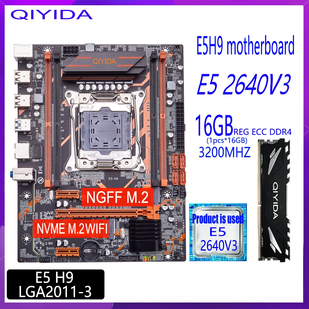 Qiyida-X99-motherboard-set-E5H9-LGA2011-3-E5-2640-V3-CPU-1pcs-X-16G ...