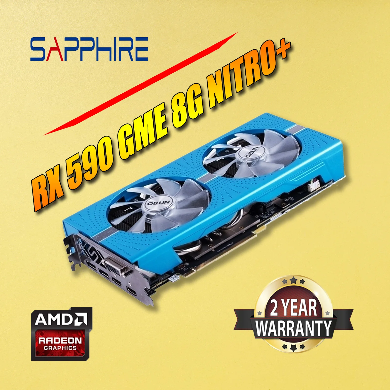 Sapphire Radeon Rx590 8gb Nitro Gme Triple Fans Gddr5 Graphics Amd 14nm ...