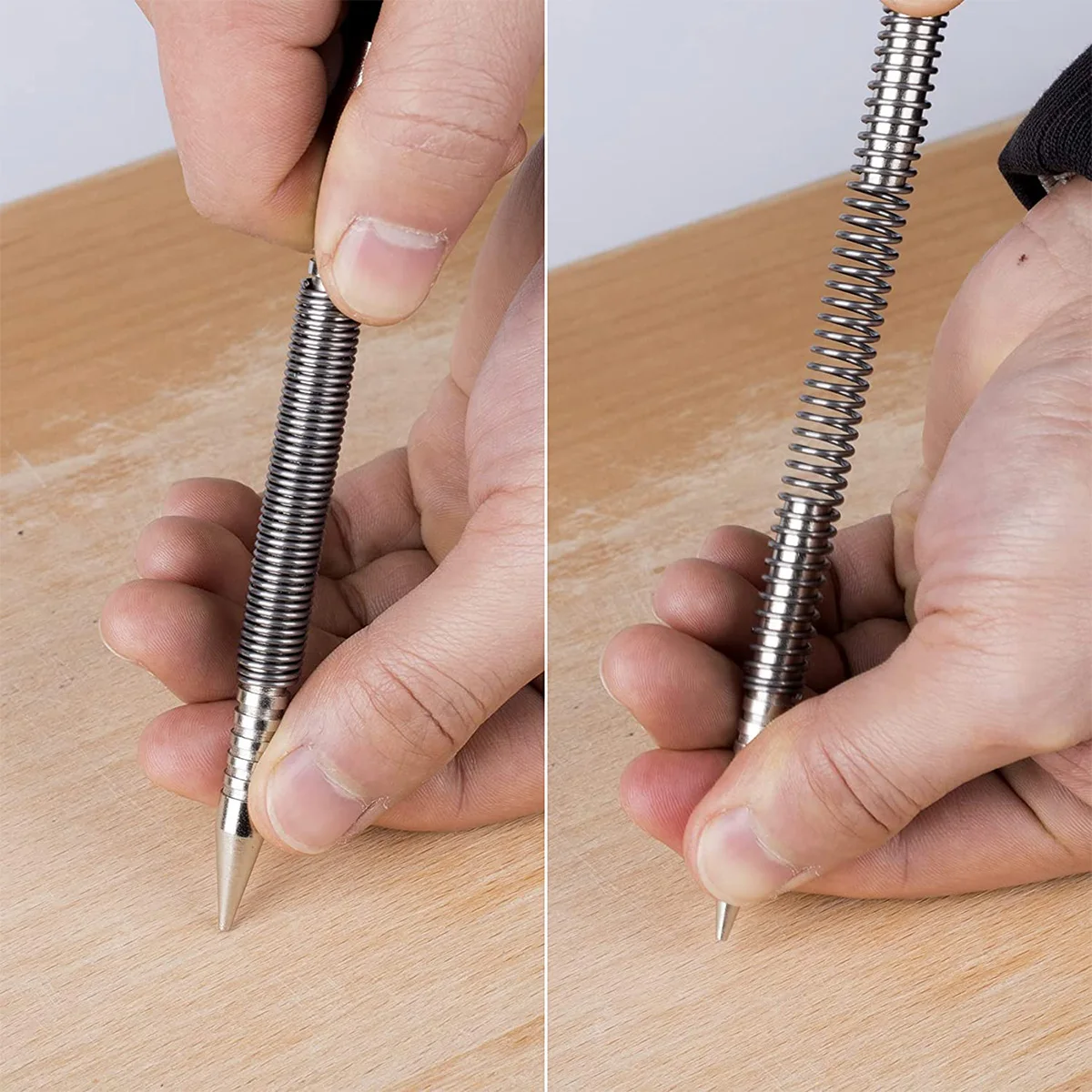 2Pcs-Spring-Center-Punch-Hammerless-Dual-Head-Nail-Setter-Spring-Loaded ...
