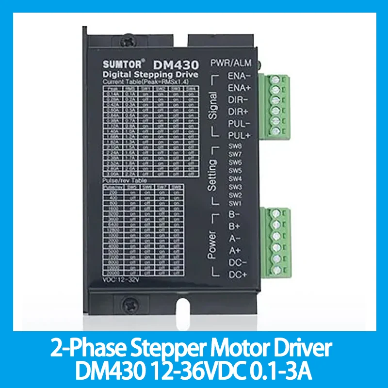 2-Phase 12-36VDC Stepper Motor Driver DM430 0.1-3A Suitable for NEMA 8 ...