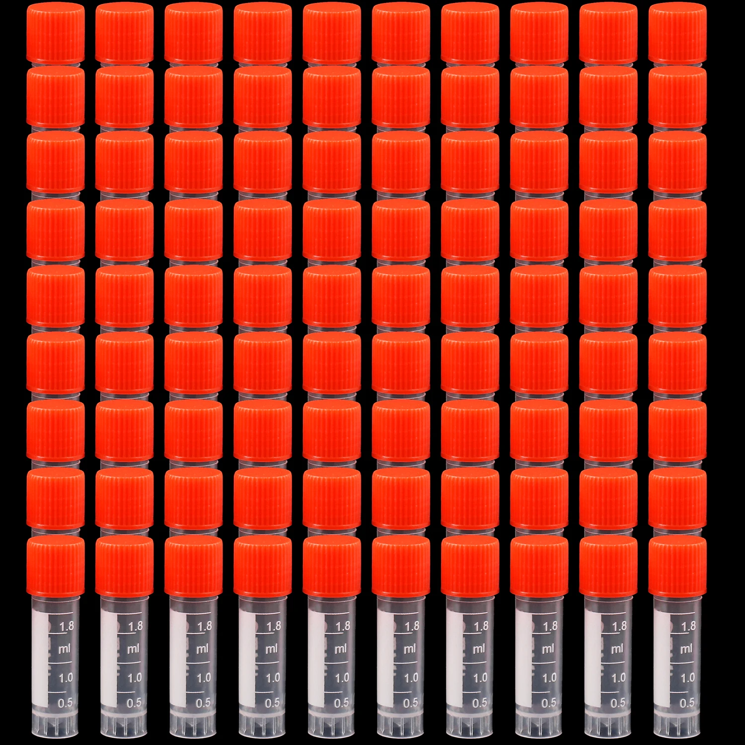 Abdos 100 Pieces 2ml Plastic Graduated Vial Tube With Screw Caps Test ...